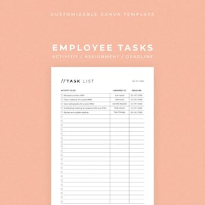 Printable Employee Task List Canva Template (digital Download) - Etsy
