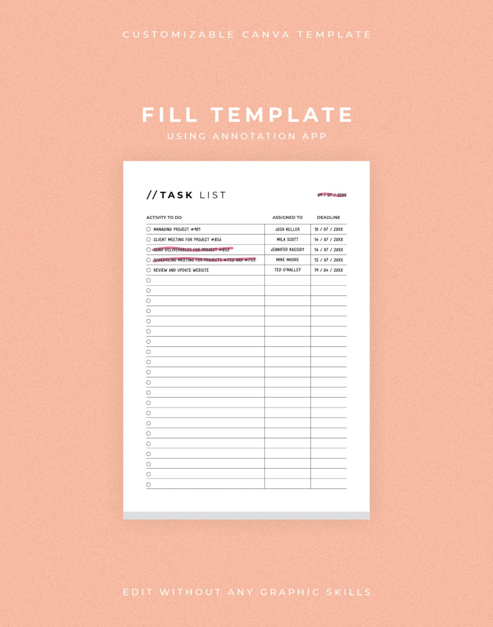 Printable Employee Task List Canva Template (digital Download) - Etsy
