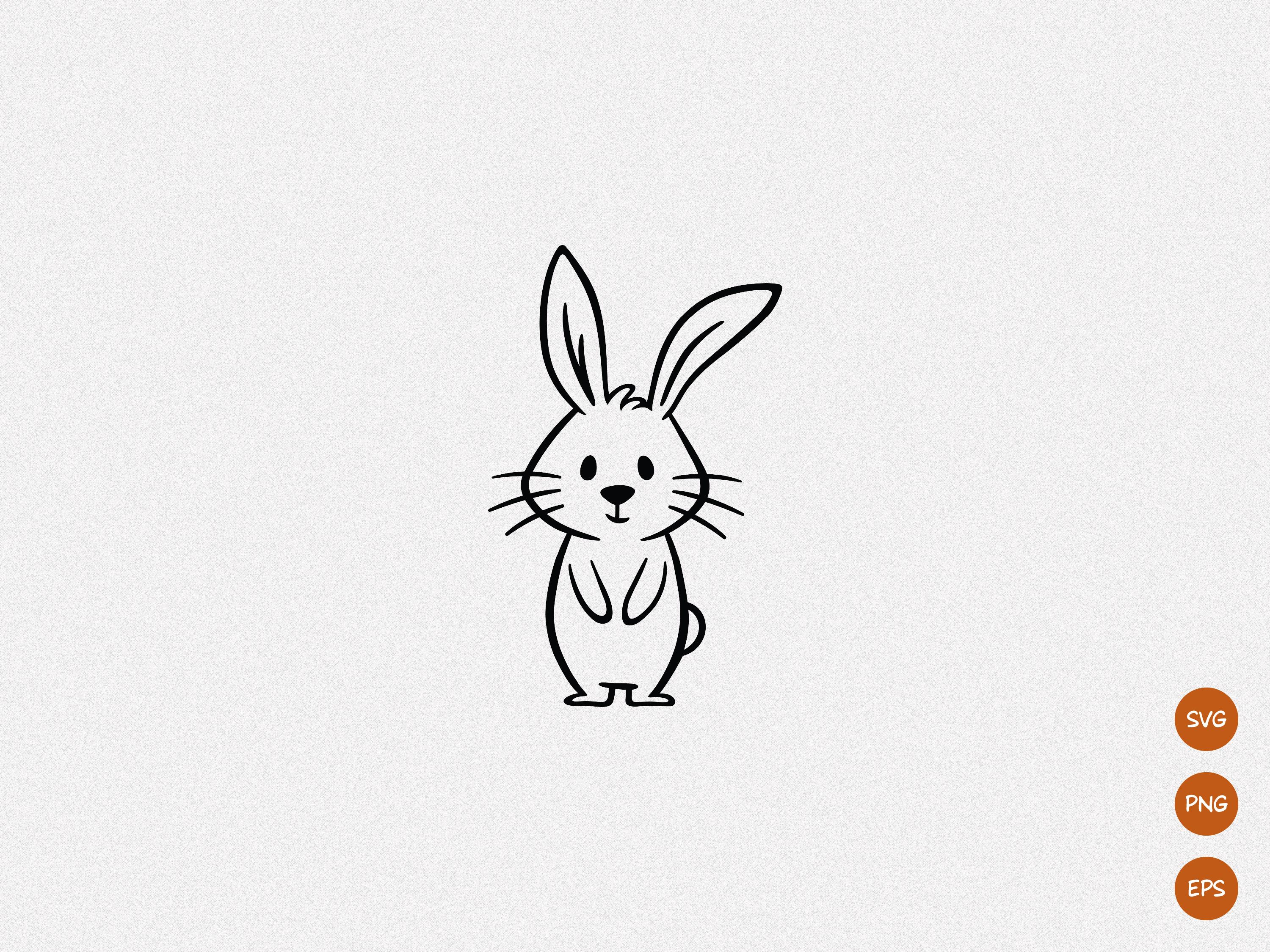 Bunny Line Art Vector, Rabbit Outline Clipart (SVG, EPS, PNG) - Etsy