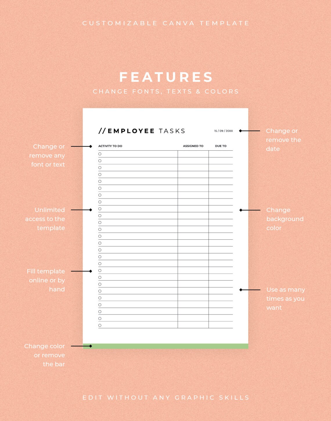 Printable Employee Tasks Canva Template, Team Task List, Team ...