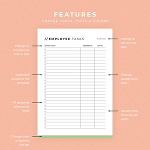 Printable Employee Task List Canva Template (digital Download) - Etsy