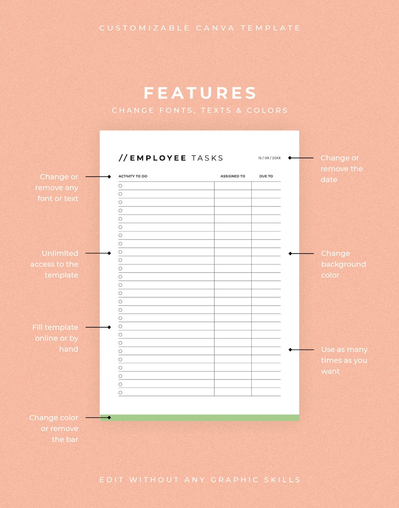 Printable Employee Tasks Canva Template, Team Task List, Team ...