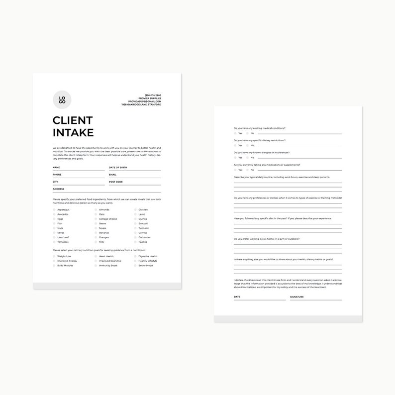 Client Intake Form Canva Template, New Client Form, Client ...