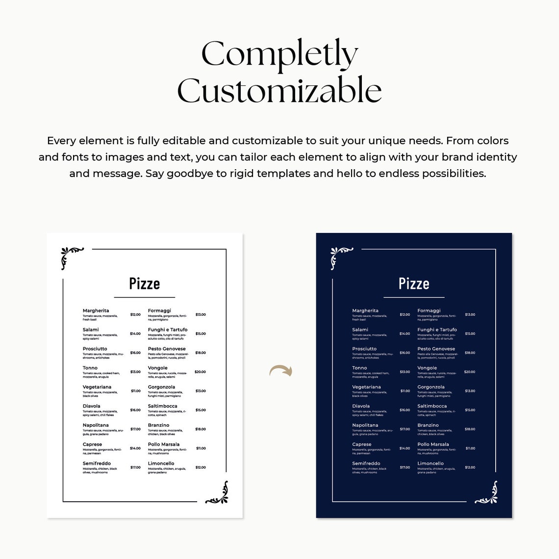 Luxurious Restaurant Menu Card Canva Template, Editable Restaurant ...