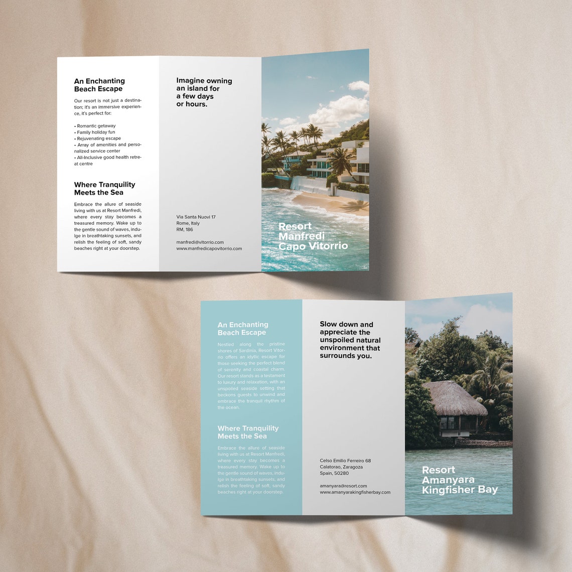 Vacation Resort Trifold Brochure Canva Template, All Inclusive Holiday ...