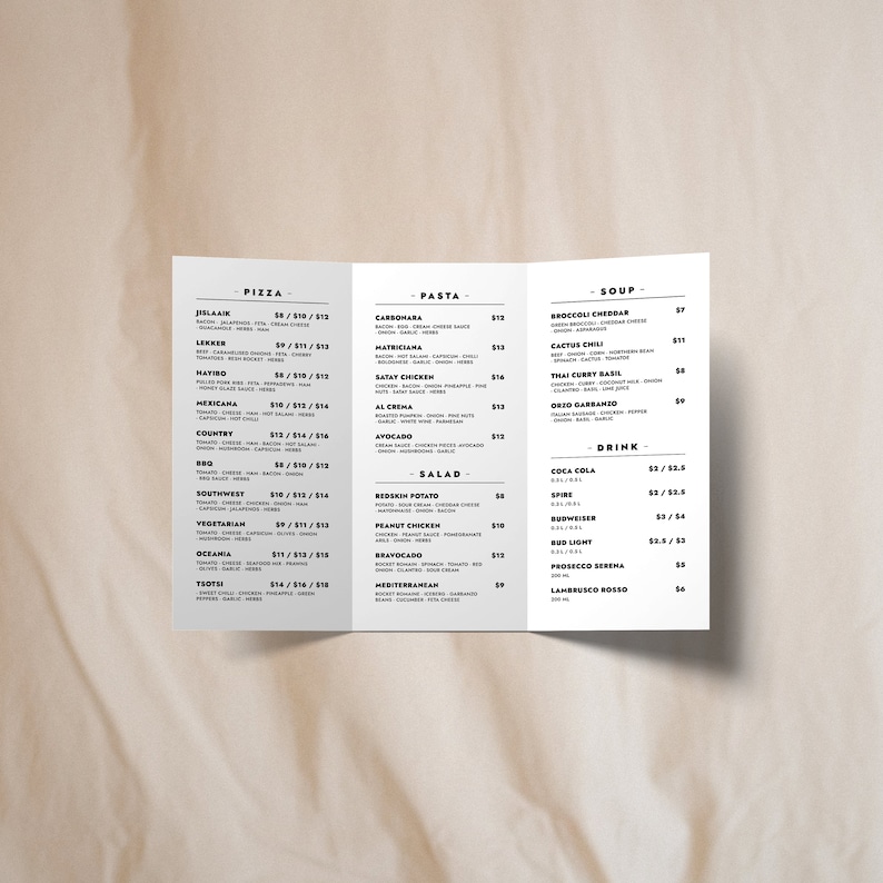 Pizzeria Trifold Brochure DIY Canva Template, Editable Restaurant Food ...