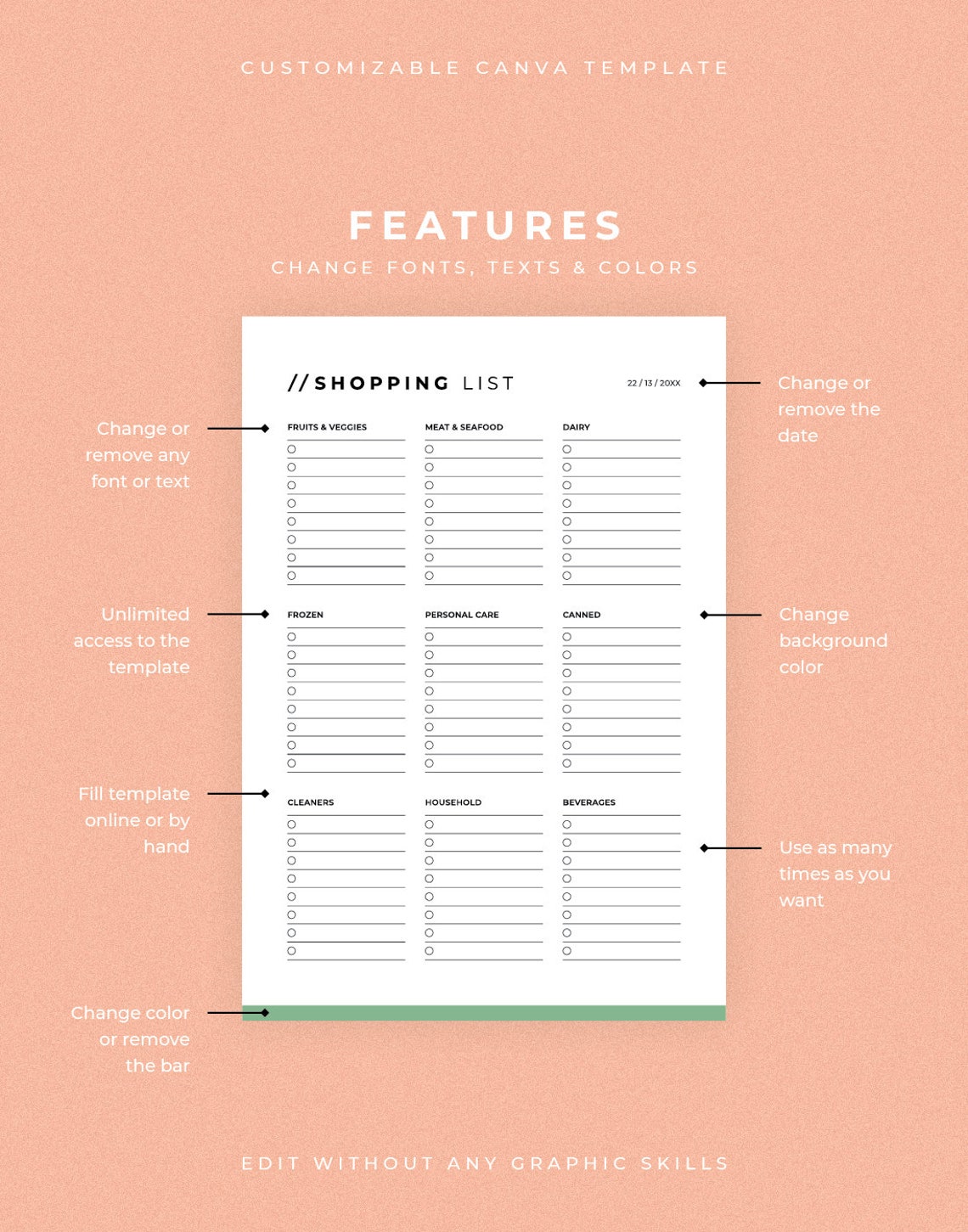 Printable Grocery List Canva Template, Shopping List, Grocery Shopping ...