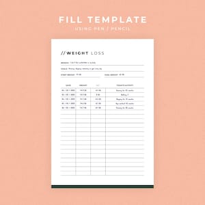 Printable Daily Weight Tracker Canva Template, Weight Loss Journal ...