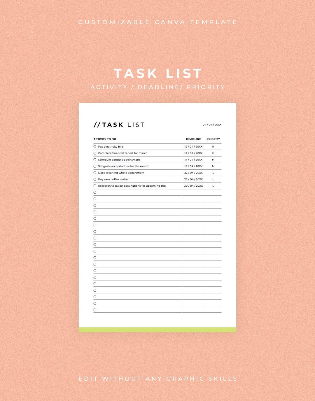 Printable Task List Canva Template, Brain Dump Checklist (digital ...