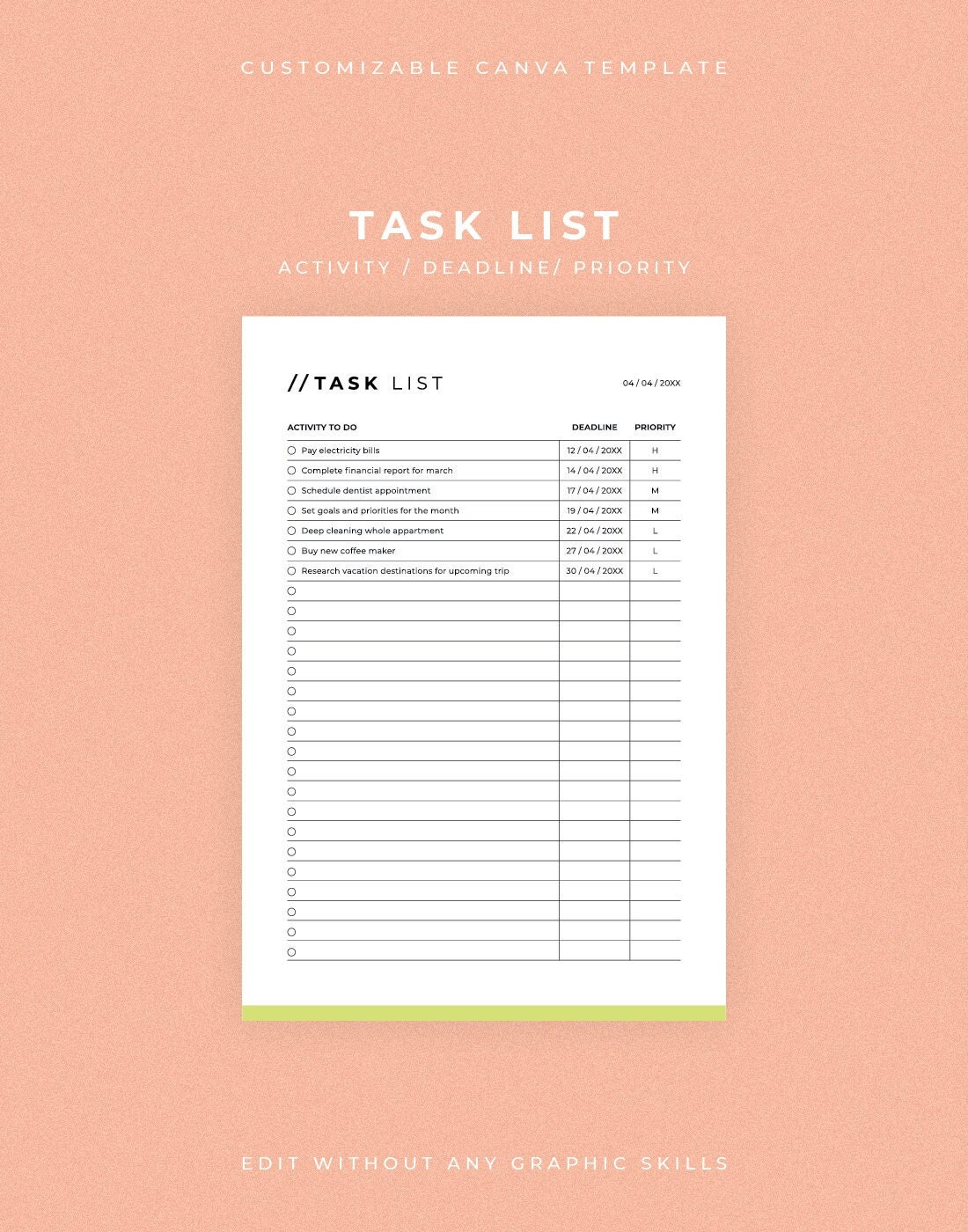Printable Task Checklist Canva Template, Printable to Do List, Task ...