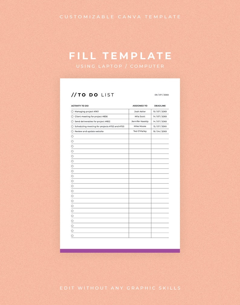 Printable Employee Task List Canva Template (digital Download) - Etsy