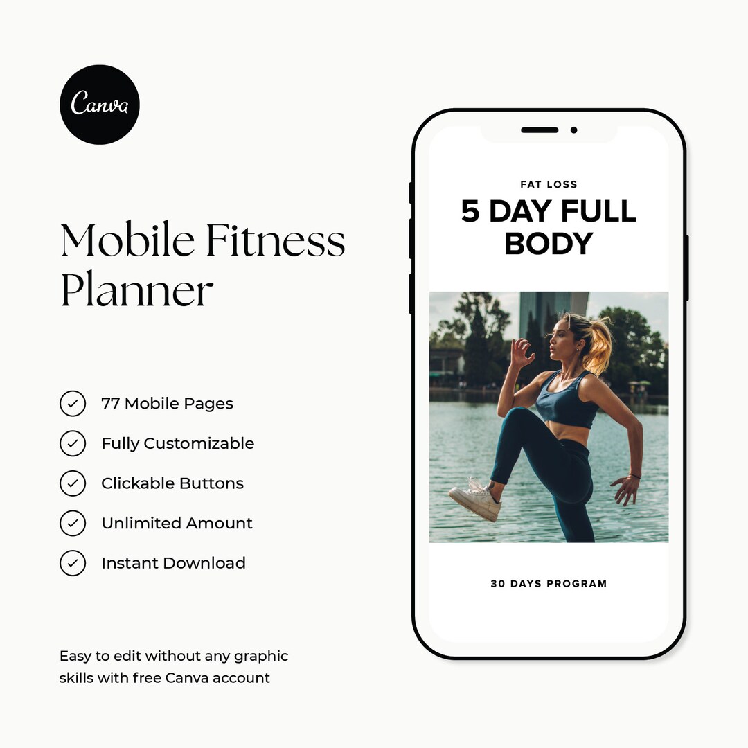 Mobile Fitness Workout Planner Template, Digital Workout Session ...