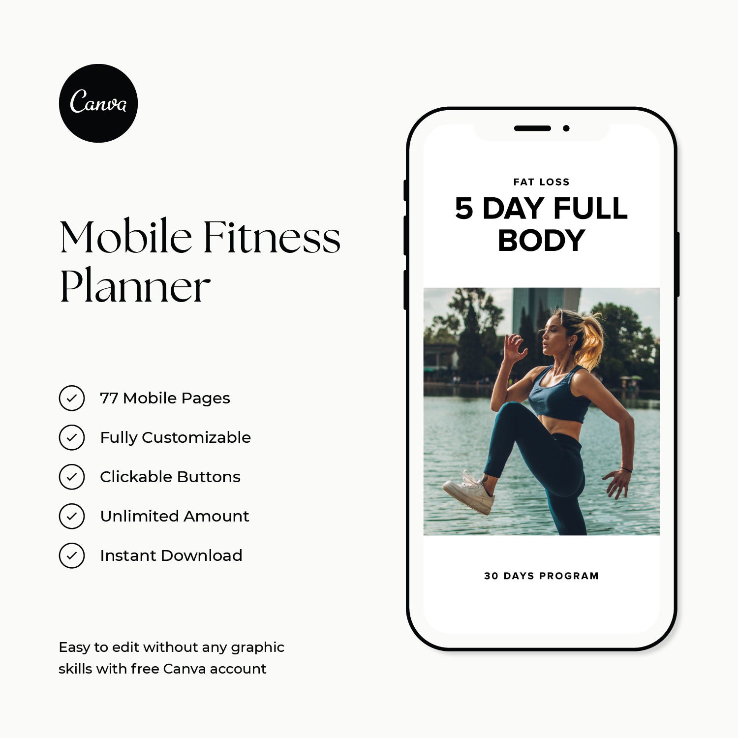 Mobile Fitness Workout Planner Template, Digital Workout Session ...