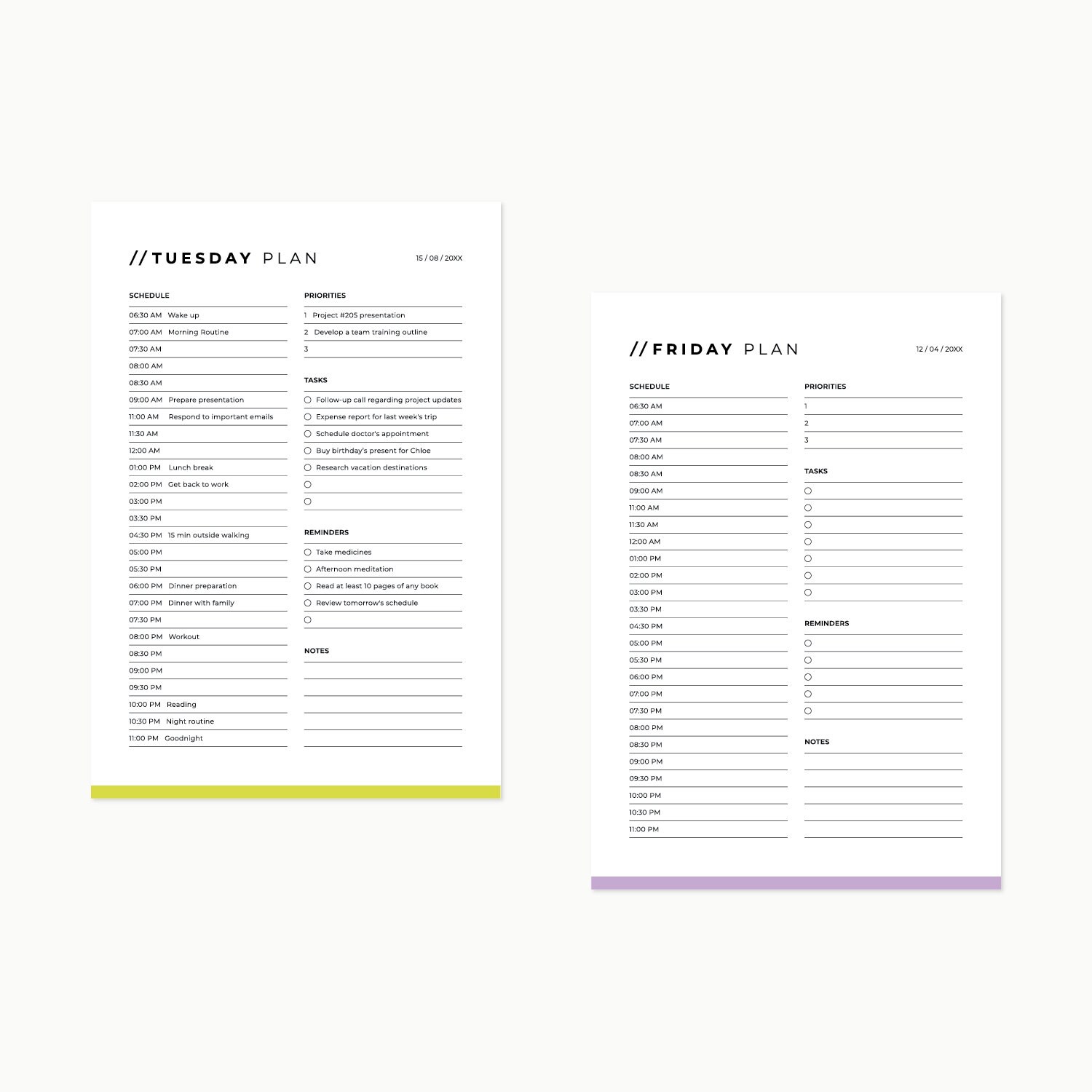 Printable Daily Planner Canva Template, Day Schedule, Undated Planner ...