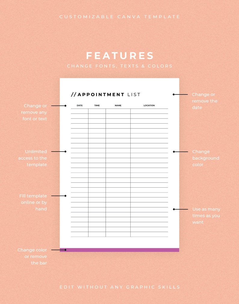 Printable Appointment Tracker Canva Template, Meeting List, Client Meeting Tracker, Client ...