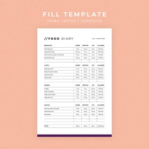 Printable Diet Planner Canva Template, Nutrition Log, Calories Tracker ...
