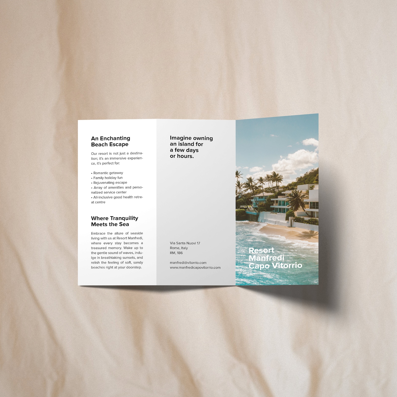 Vacation Resort Trifold Brochure Canva Template, Beach Holiday Flyer ...