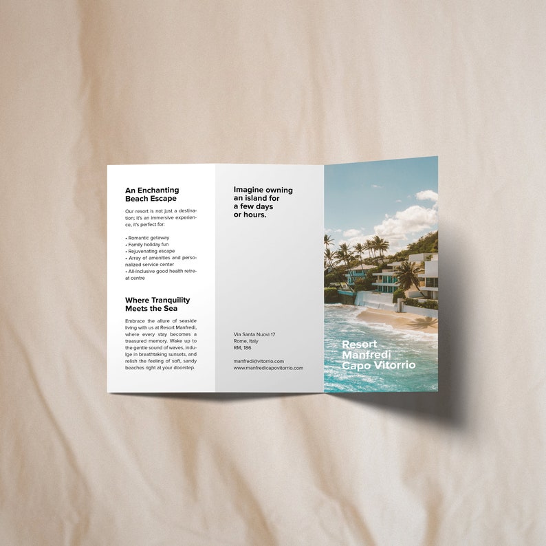 Vacation Resort Trifold Brochure Canva Template, All Inclusive Holiday ...