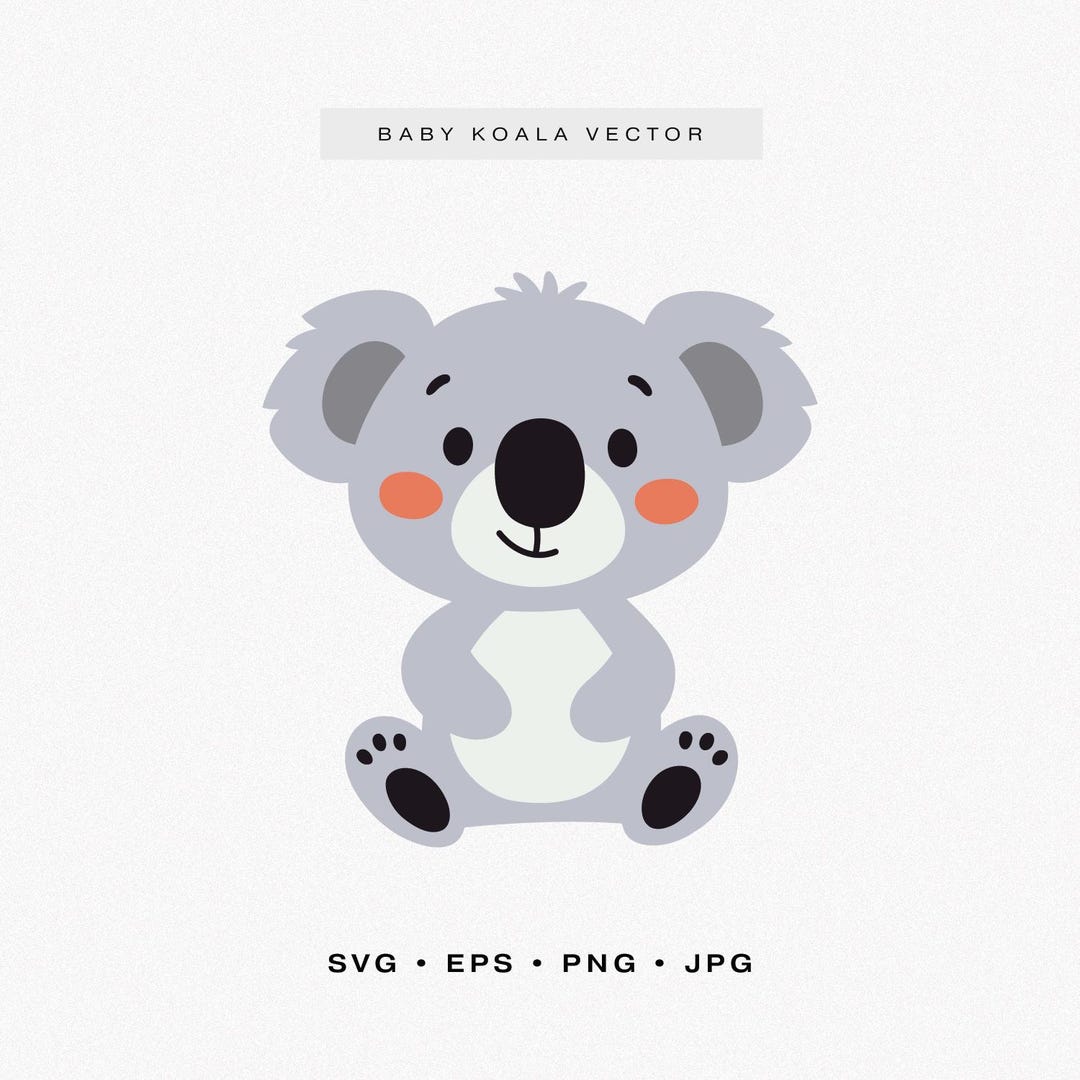 Cute Baby Koala SVG, Koala Mascot Cricut Clip Art, Layered Vector Koala ...