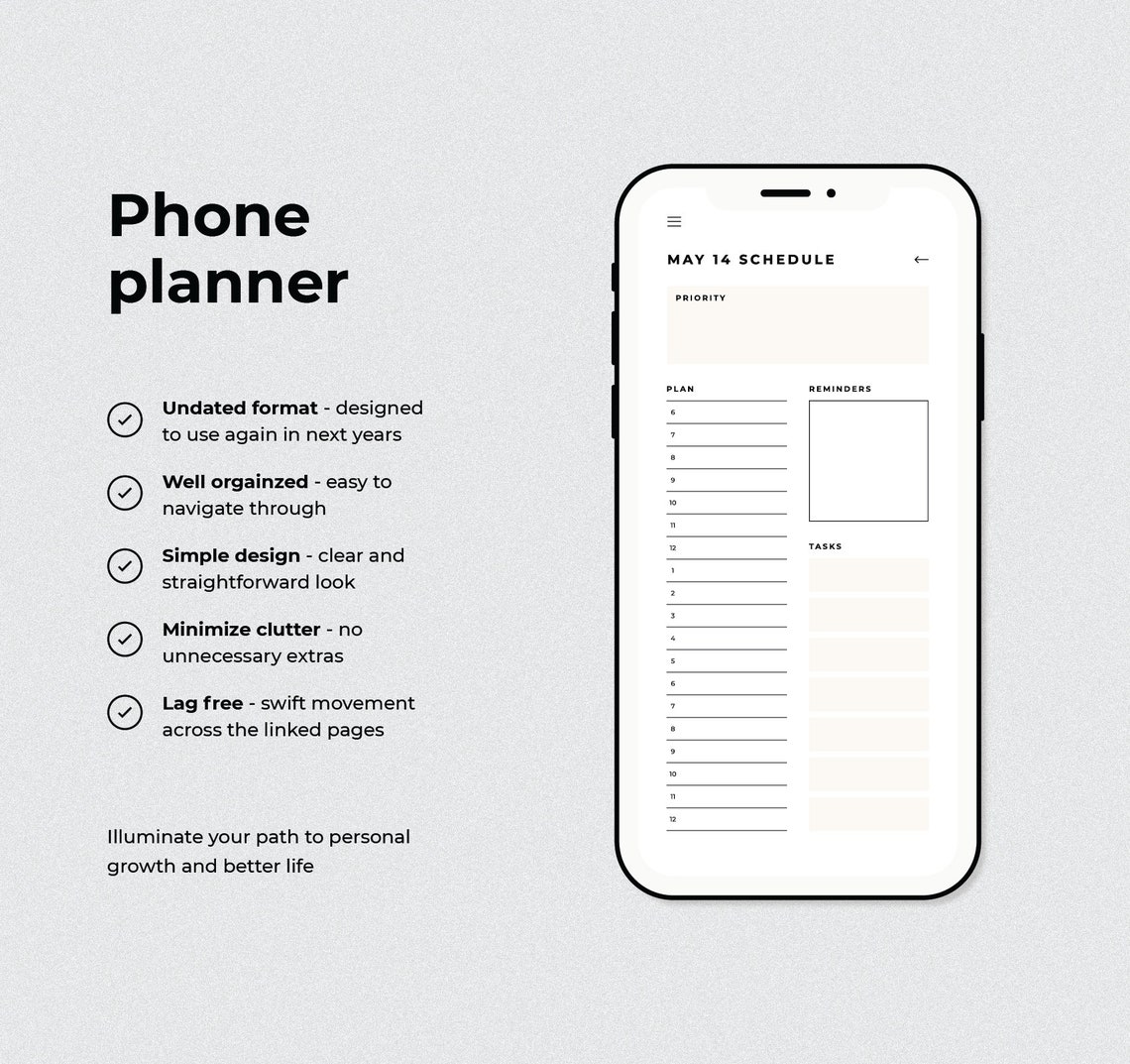 Smartphone Planner, Mobile Planner, Undated Phone Planner, Pocket ...
