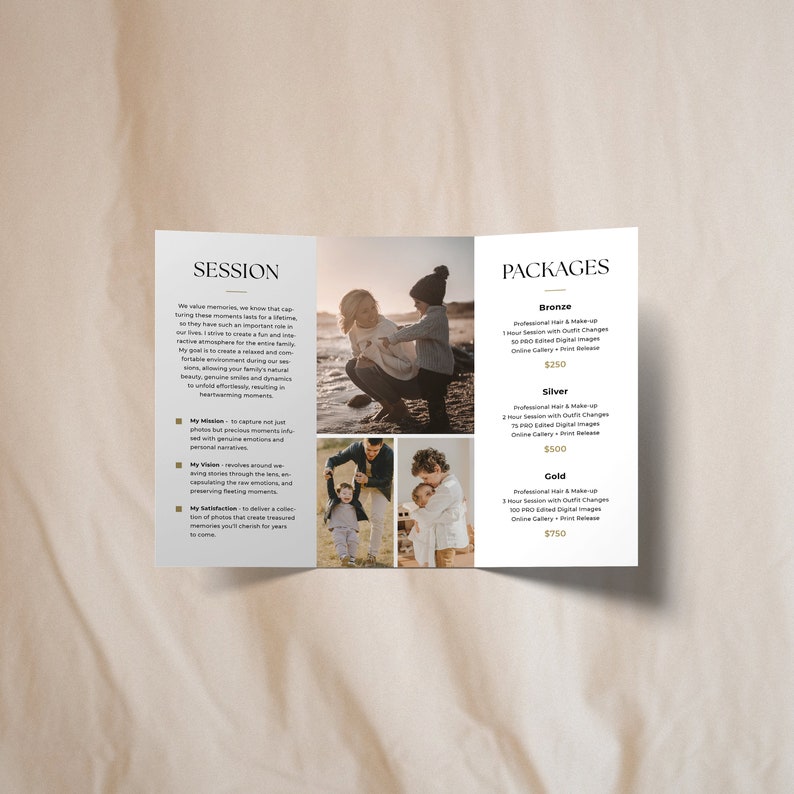 Family Photoshoot Trifold Brochure Canva Template, Photography Session ...