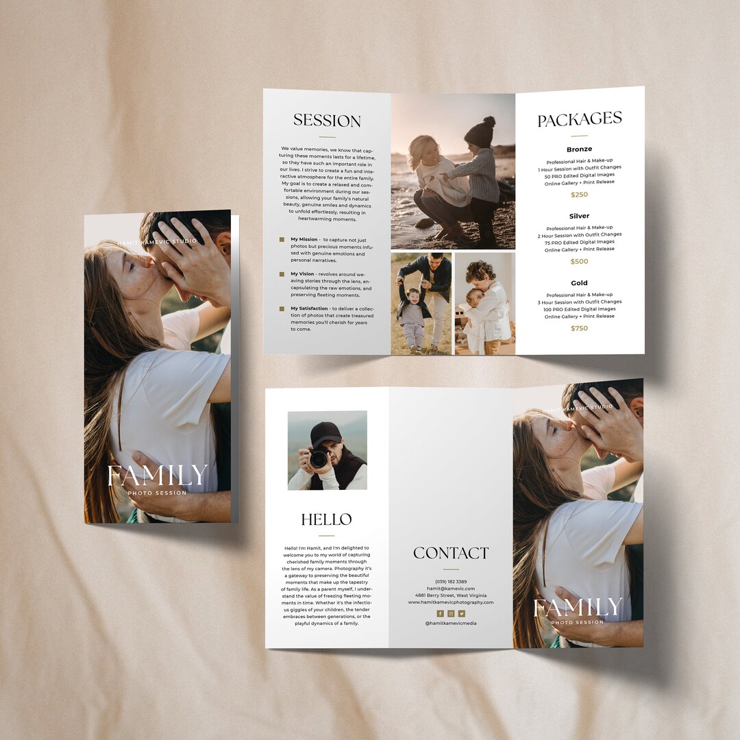 Family Photoshoot Trifold Brochure Canva Template, Photography Session ...