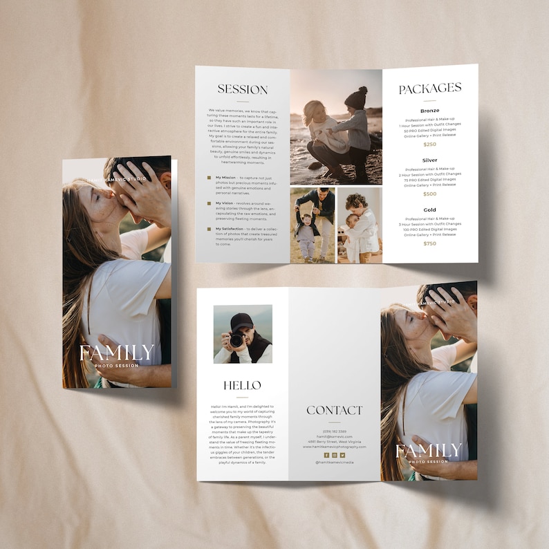 Family Photoshoot Trifold Brochure Canva Template, Photography Session ...
