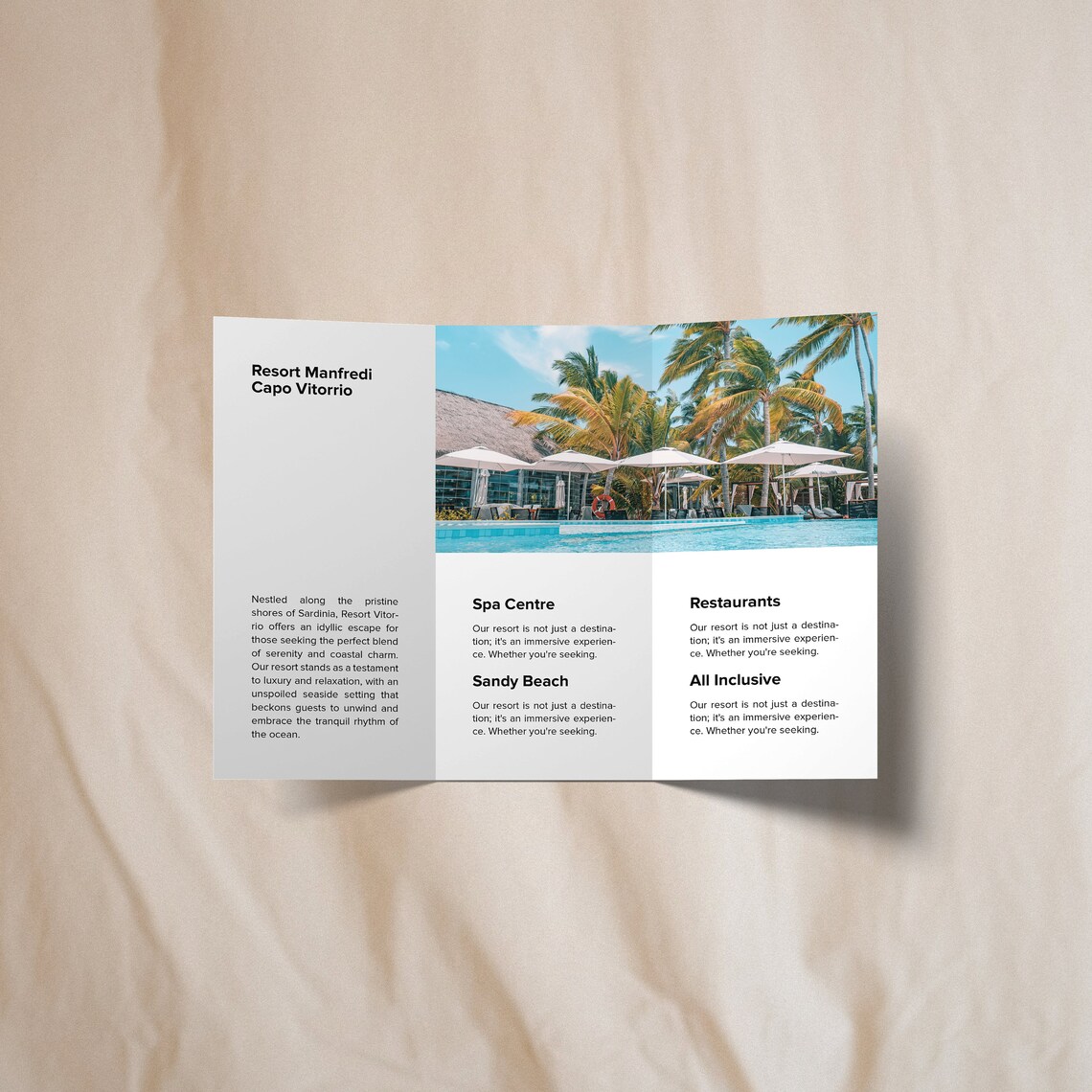 Vacation Resort Trifold Brochure Canva Template, All Inclusive Holiday ...