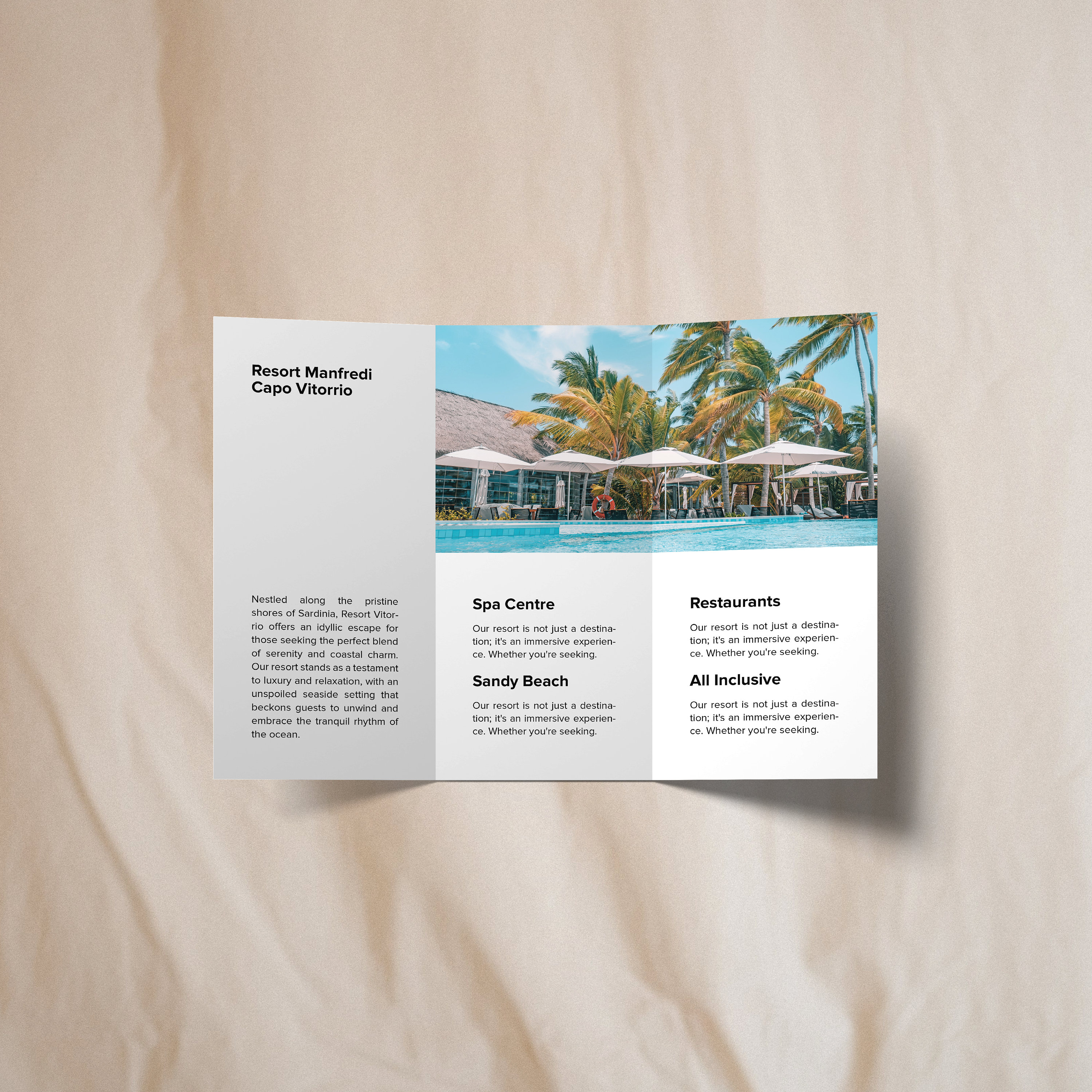 Vacation Resort Trifold Brochure Canva Template, All Inclusive Holiday ...