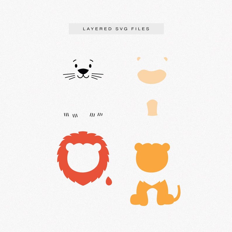 Cute Baby Lion SVG, Lion Mascot Cricut Clip Art, Layered Vector Lion ...