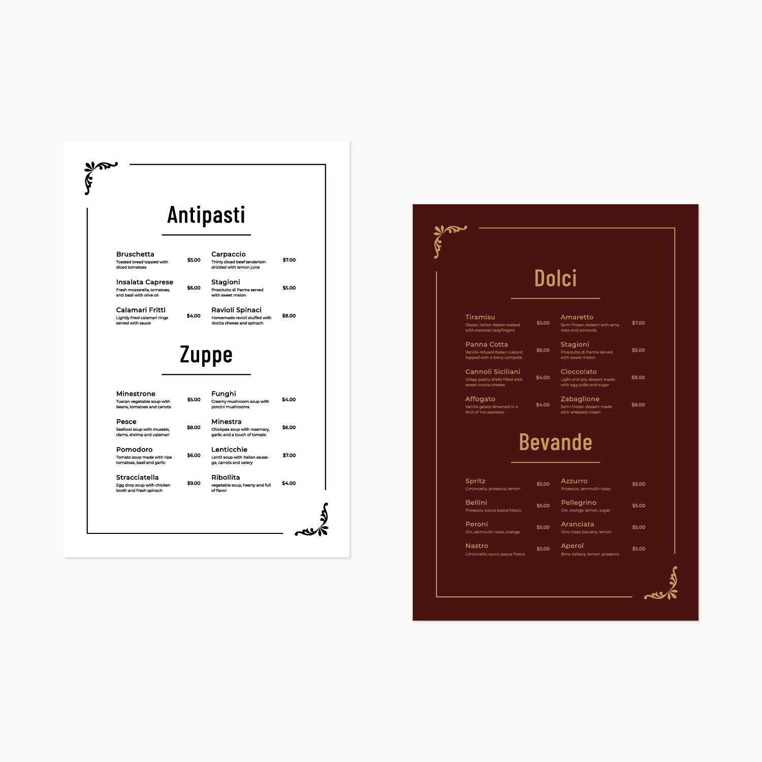 Luxurious Restaurant Menu Card Canva Template, Editable Restaurant ...