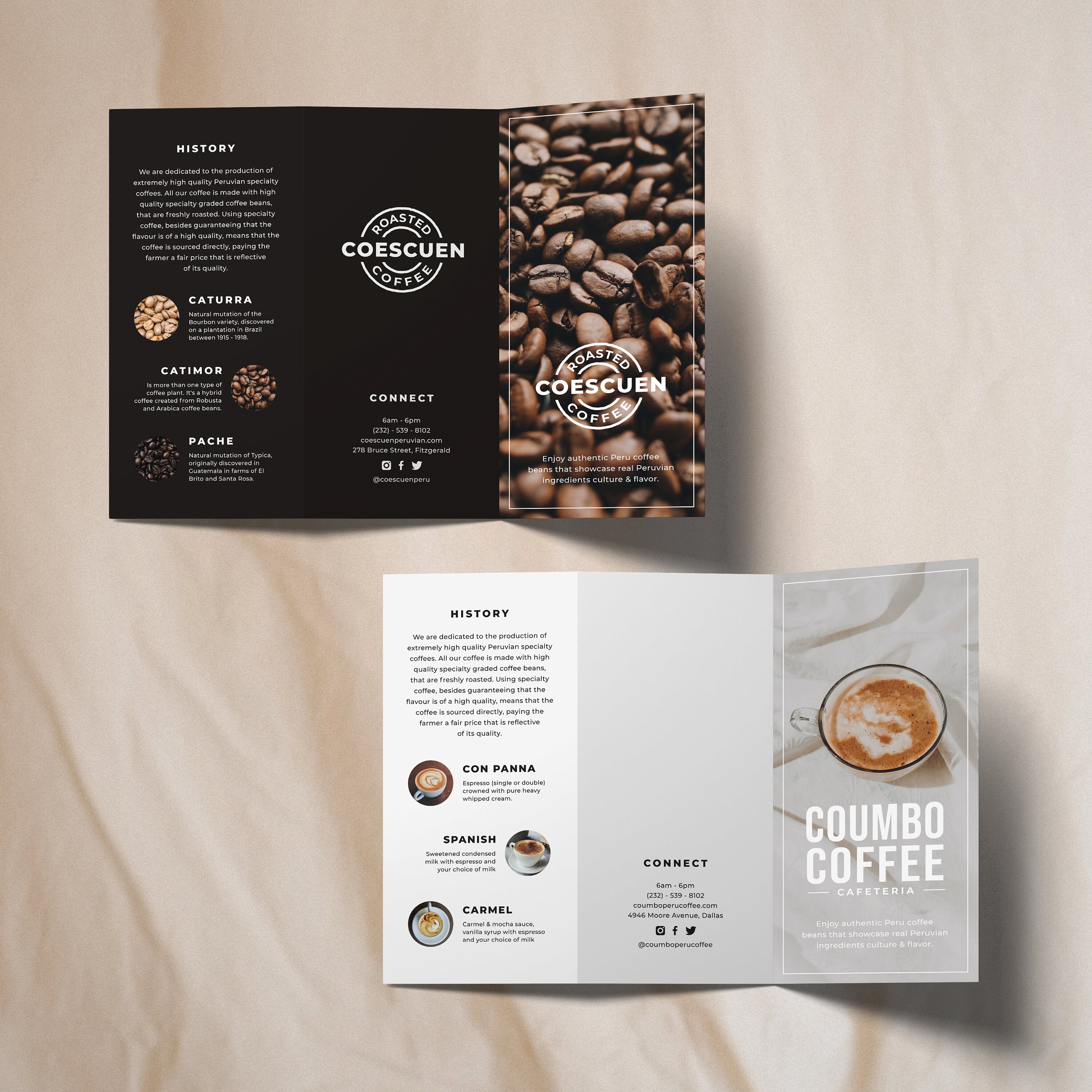 Cafeteria Trifold Brochure DIY Canva Template, Editable Coffee Menu ...