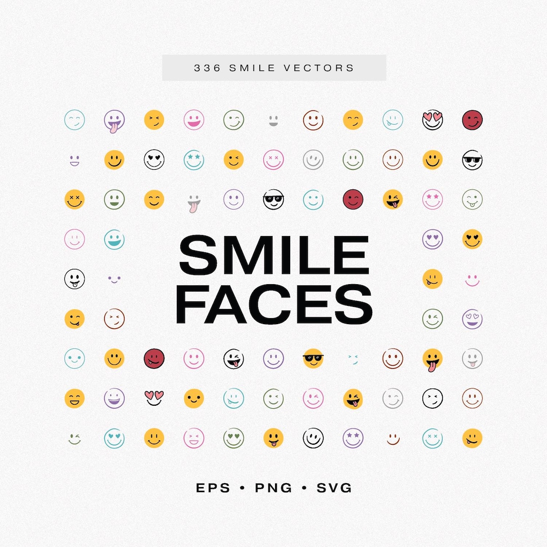 Hand-drawn Smile Faces Vector SVG, Emoji Graphics (digital Download) - Etsy