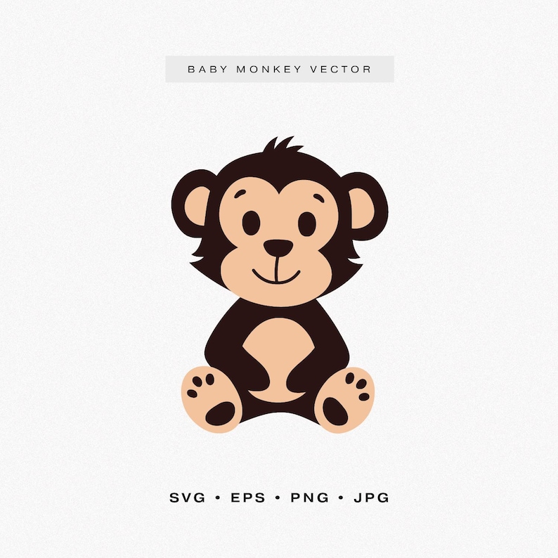 Cute Baby Monkey SVG, Monkey Mascot Cricut Clip Art, Layered Vector ...