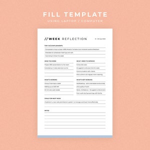 Printable Weekly Review Canva Template, Printable Weekly Reflections, Editable Weekly Journal ...
