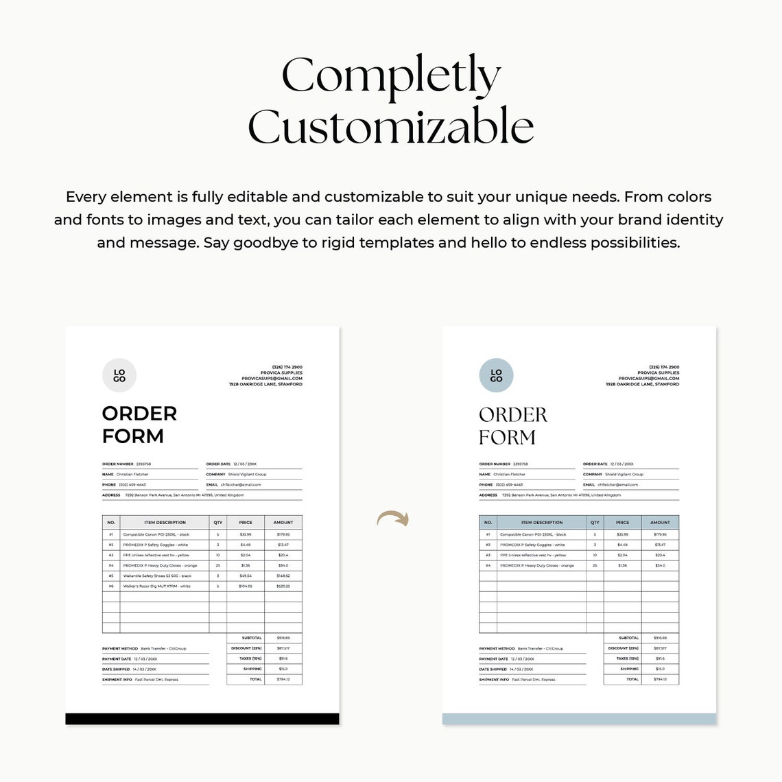 Order + Return Form Canva Template, Client Order and Refund Form, Small ...