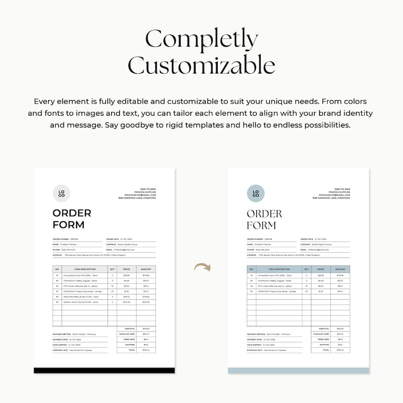 Order + Return Form Canva Template, Client Order and Refund Form, Small ...