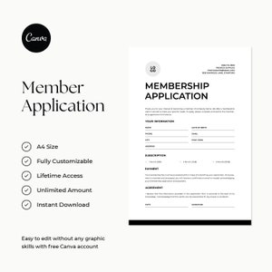 Membership Application Form Canva Template (digital Download) - Etsy