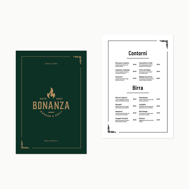 Luxurious Restaurant Menu Card Canva Template, Editable Restaurant ...