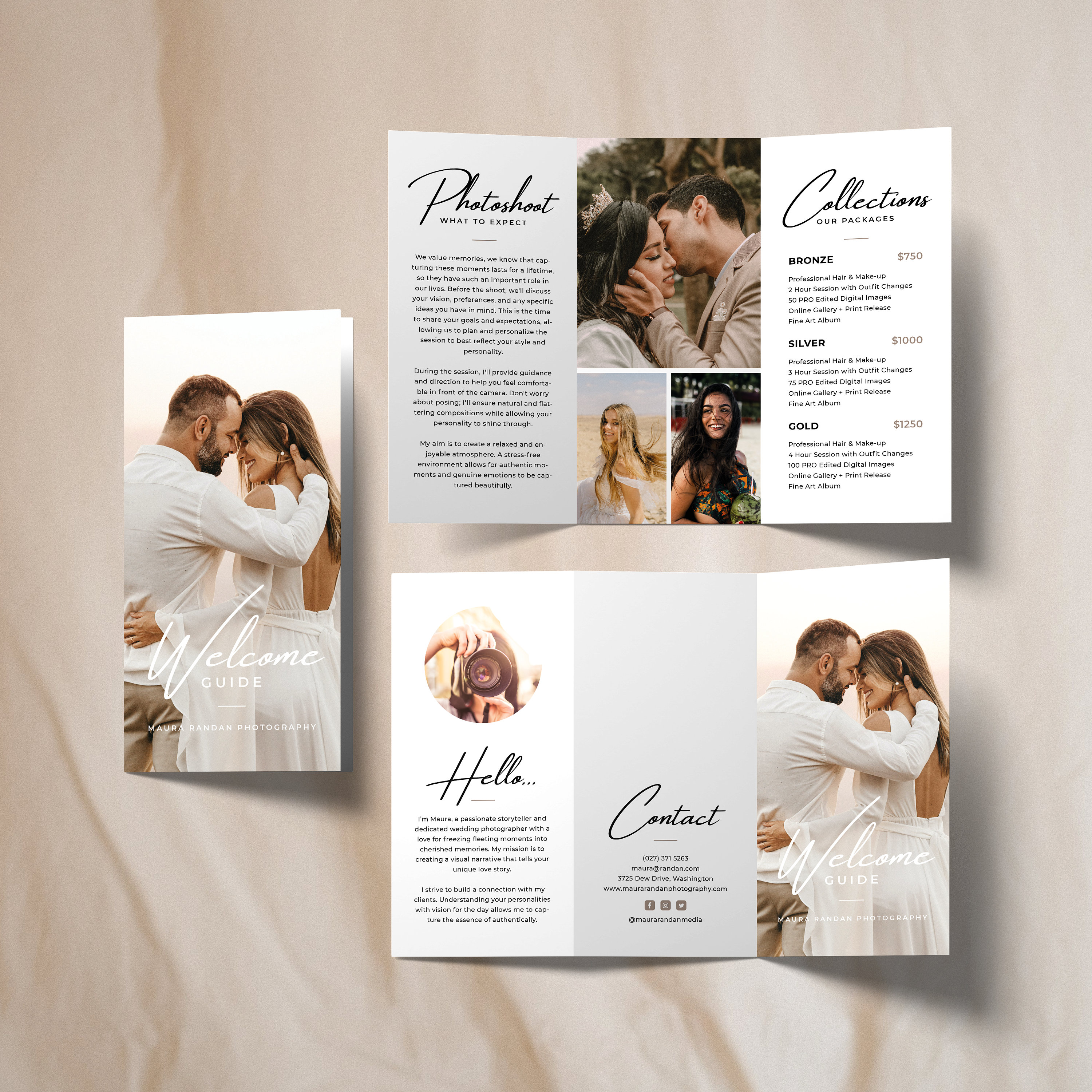 Wedding Photography Trifold Brochure Canva Template, Editable ...