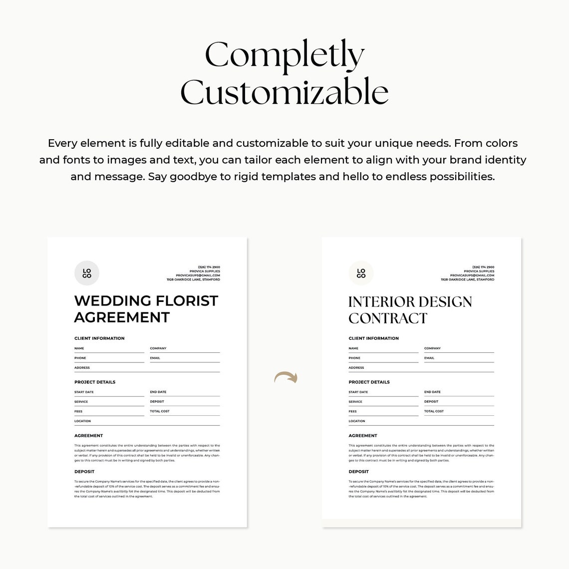 Service Contract Form Canva Template, Client Agreement (digital ...