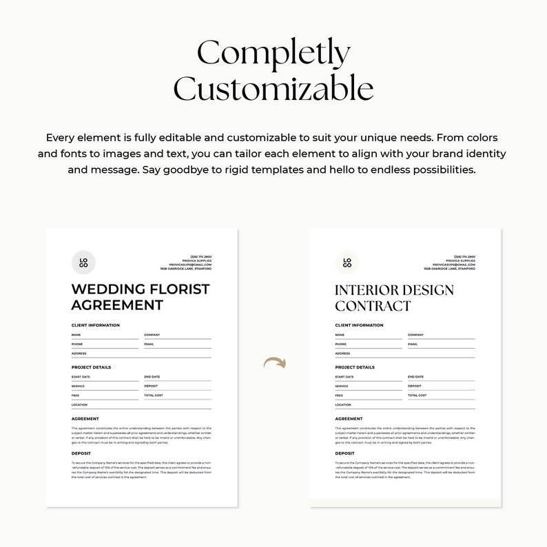 Service Contract Form Canva Template, Printable Client Agreement, Small ...