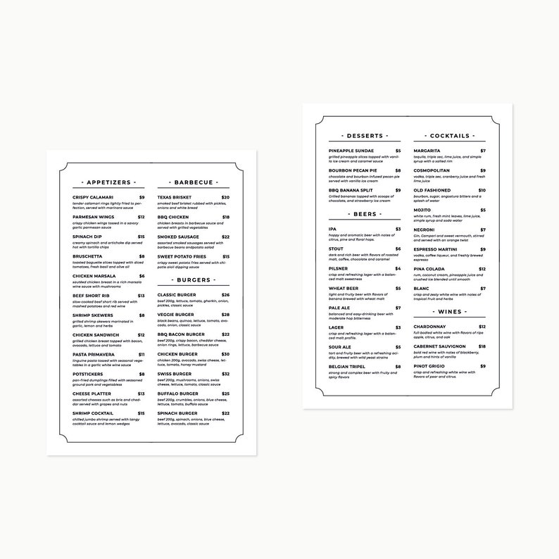 Restaurant Menu Book Canva Template, Fully Editable Restaurant Folder ...