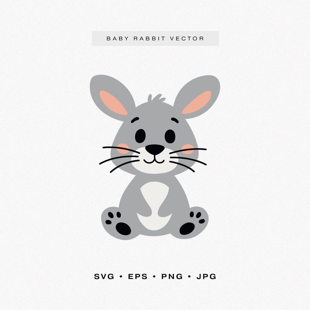 Cute Baby Rabbit SVG, Rabbit Mascot Cricut Clip Art, Layered Vector ...