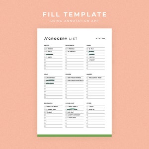 Printable Grocery List Canva Template, Shopping List, Grocery Shopping ...