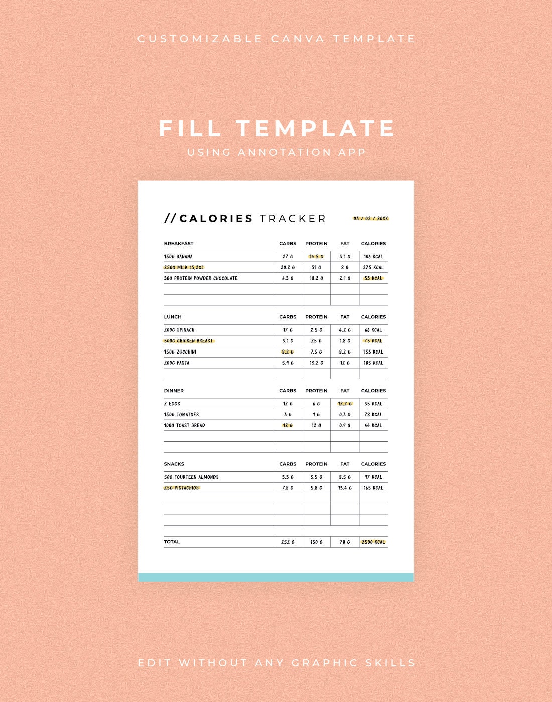 Printable Diet Planner Canva Template, Nutrition Tracker (digital ...
