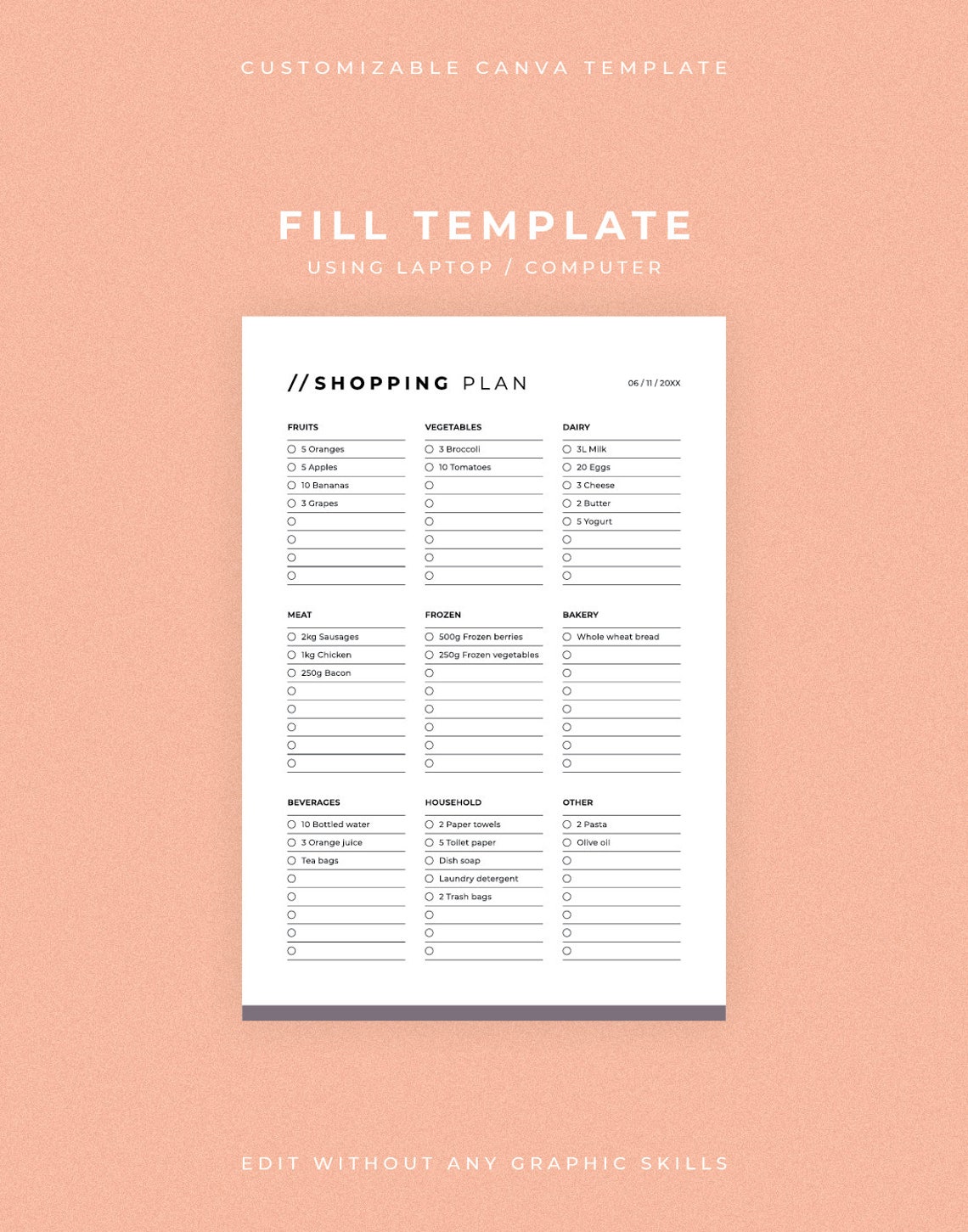 Printable Grocery List Canva Template, Shopping List, Grocery Shopping ...