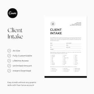 Client Intake Form Canva Template, New Client Form, Client ...
