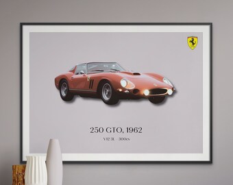 Ferrari La Ferrari Car Posters Illustration Prints Wall Art for Kids ...