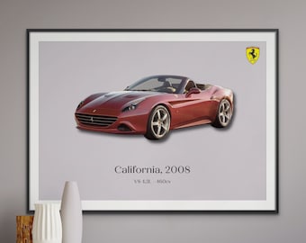 Ferrari 512BB Car Posters Illustration Prints Wall Art for Kids Boys ...